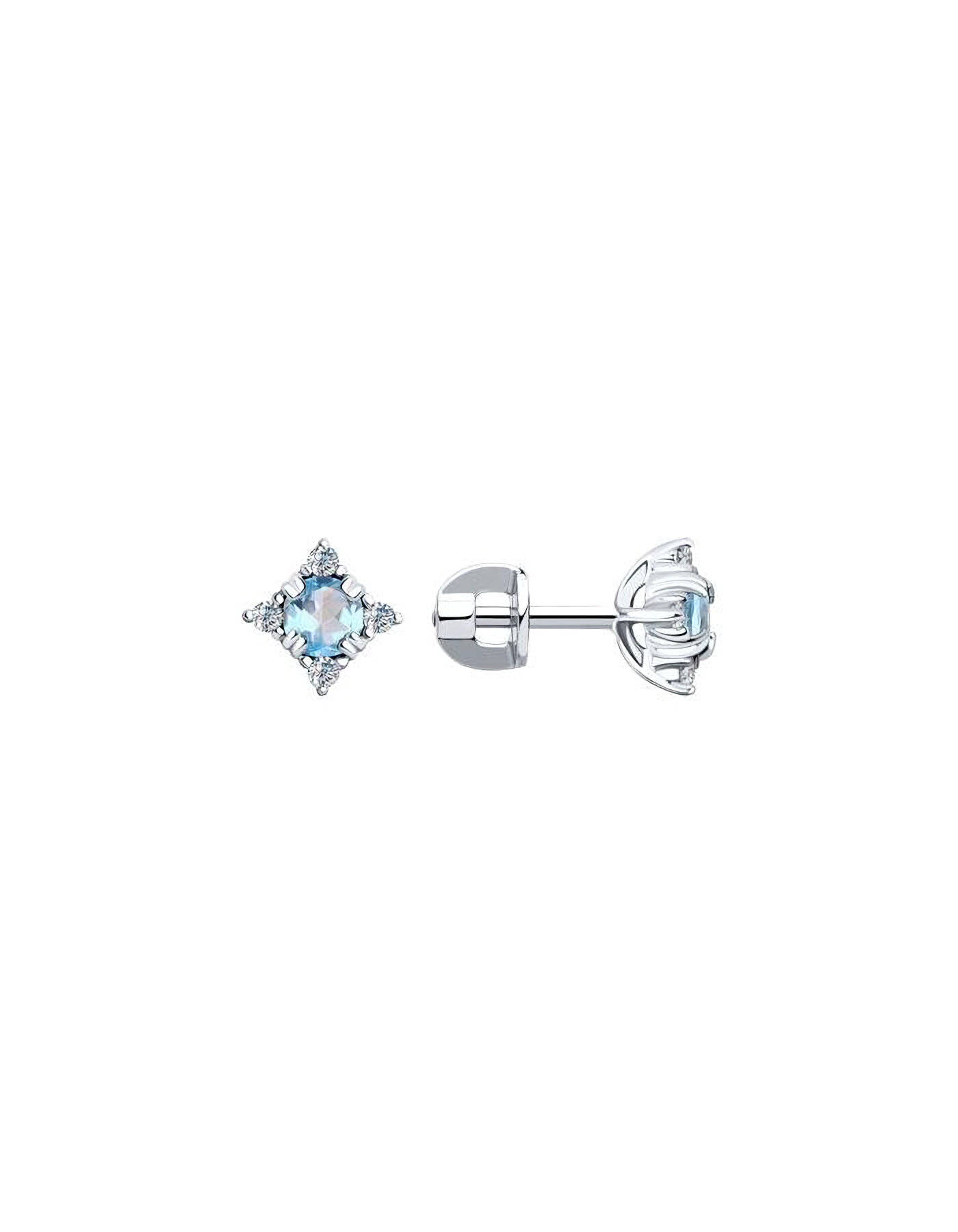 Серьги пусеты, серебро, 925 проба, родирование, топаз