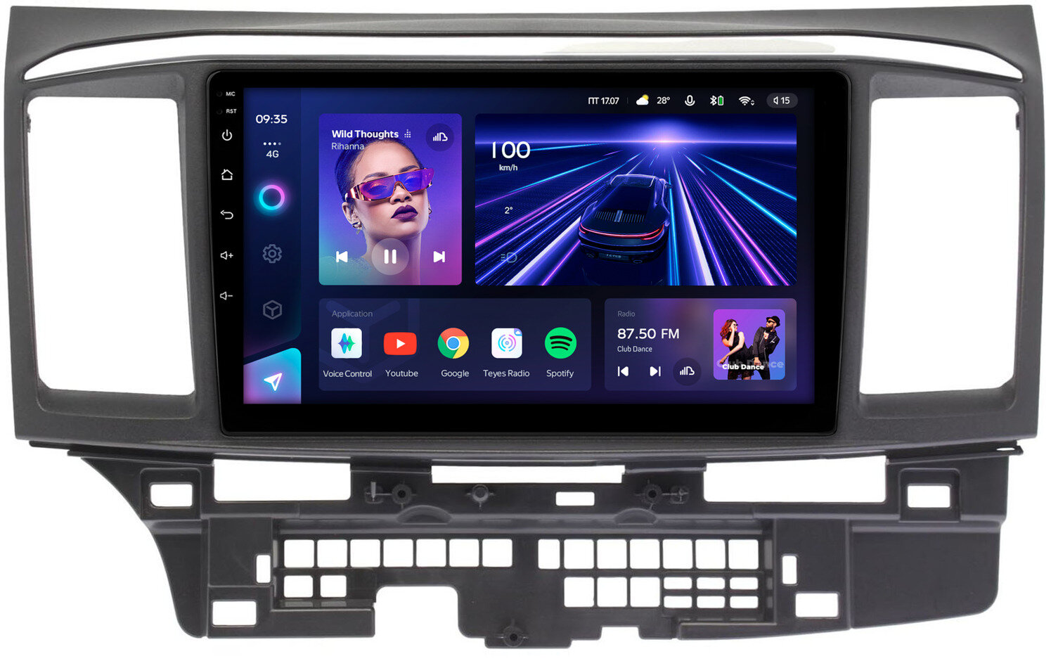 Штатная магнитола Mitsubishi Lancer 10 2007-2017 Teyes CC3 2K 4/32 9.5" RM-9-MI113N Android 10 (4G-SIM, DSP, QLed)