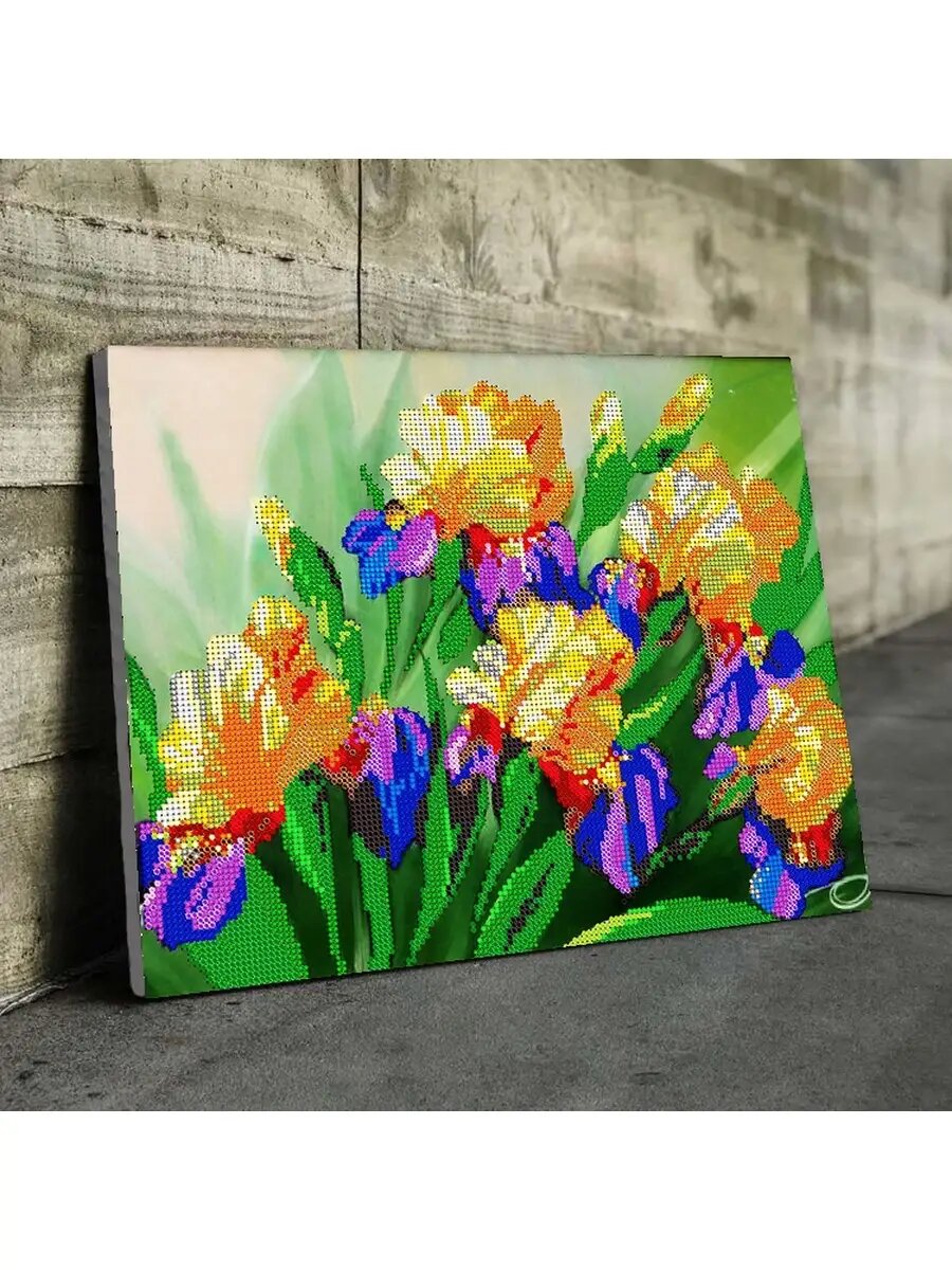Алмазная мозаика на подрамнике Диамант алмазная вышивка картина для выкладки стразами Ирисы 30х38 см