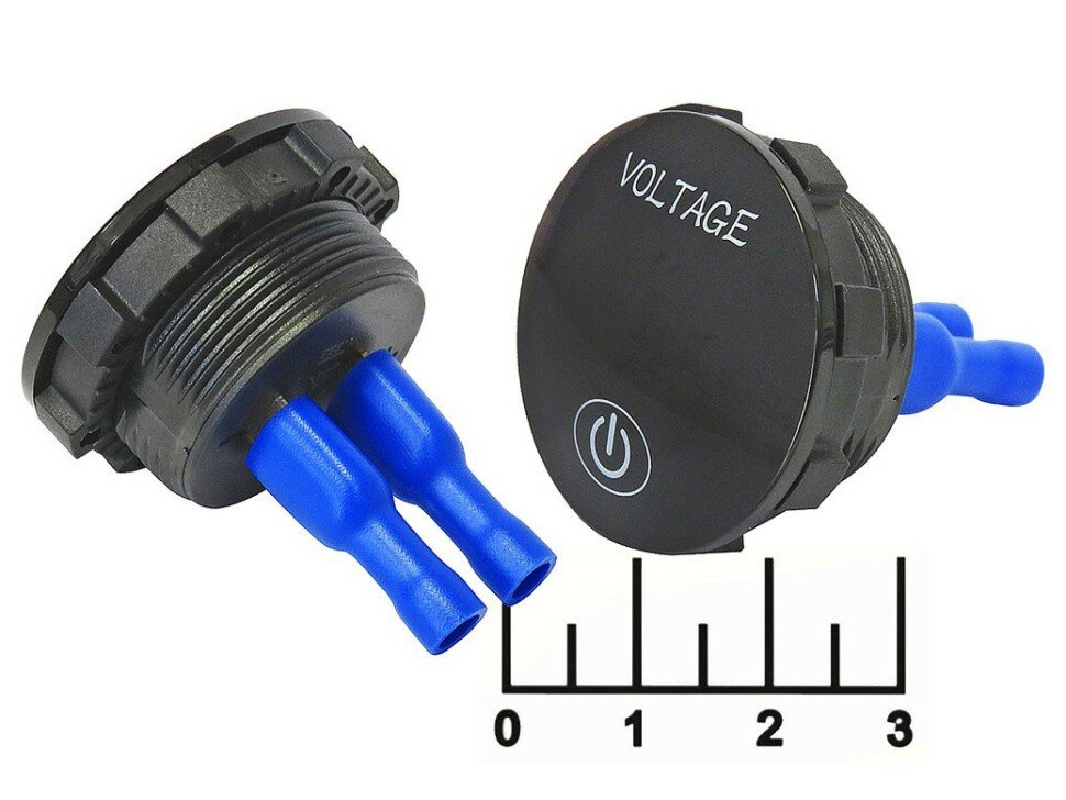 Вольтметр автомобильный 5-48V врезной синий с сенсорным выключателем