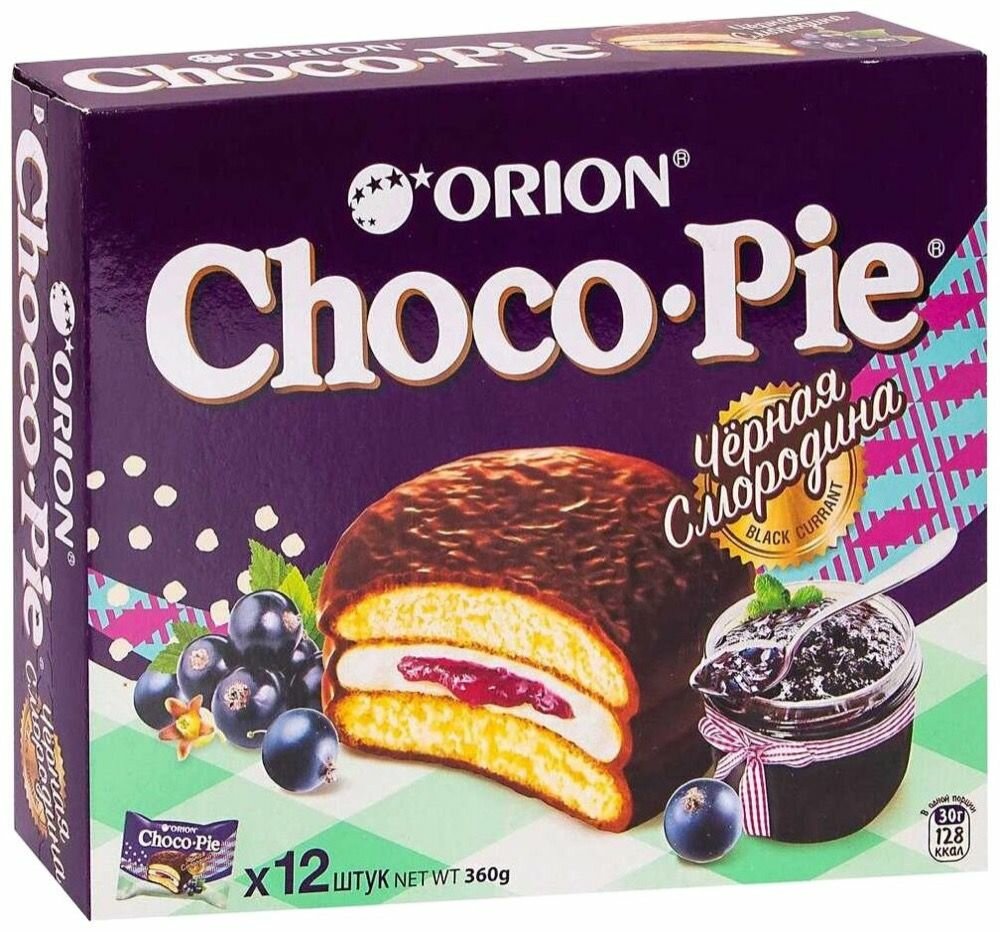 Choco Pie Печенье, Черная смородина, 12 шт, 360 г