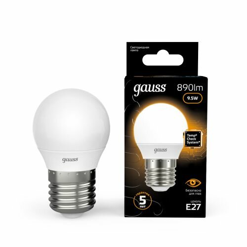 Светодиодная лампа Gauss LED Шар E27 9.5W 890lm 3000K