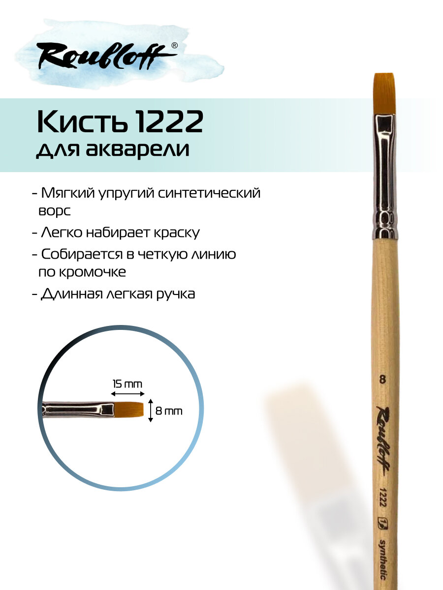 Кисть Roubloff рыжая мягкая синтетика плоская №8 серия 1222