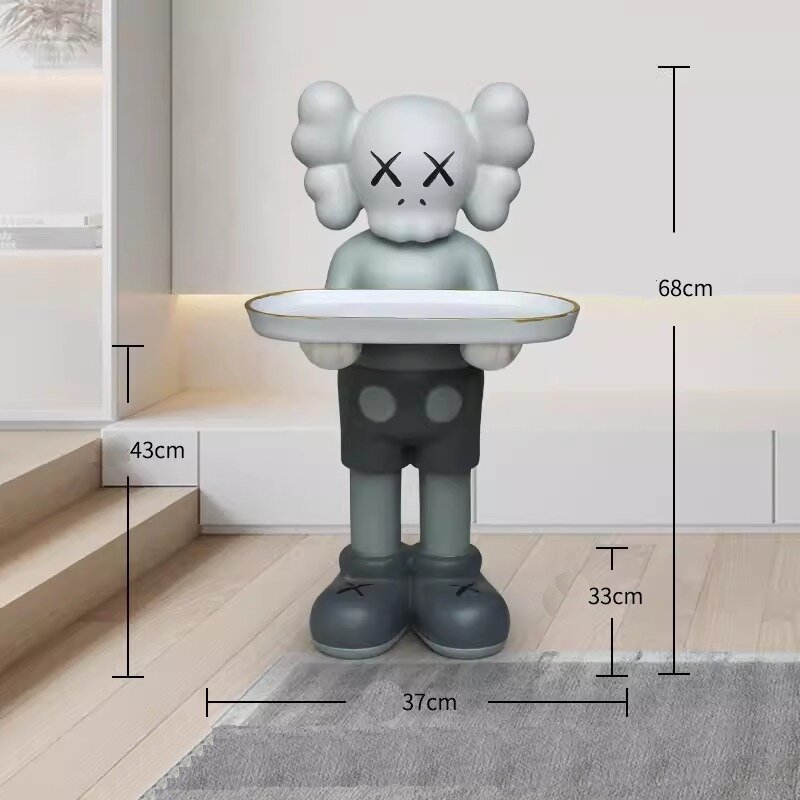 Кофейный столик в виде декоративной статуэтки KAWS (серый маленький 37*33*68 см)