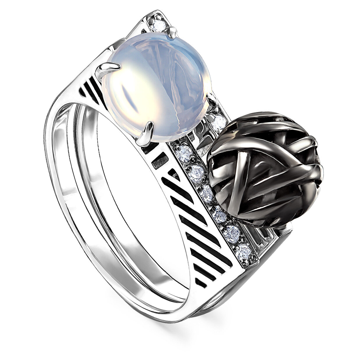 Кольцо, серебро, 925 проба, алпанит, фианит