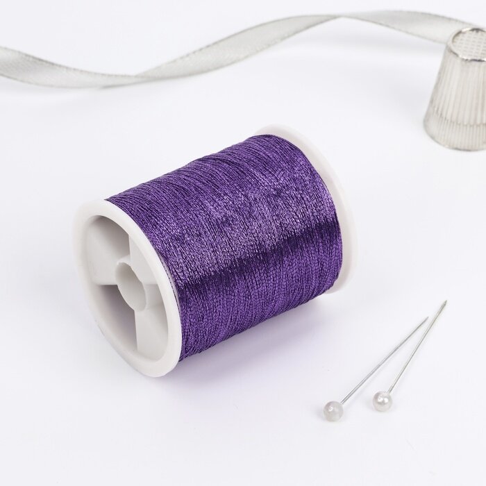 Набор металлизированных ниток, 91 ± 1 м, 6 шт, цвет фиолетовый