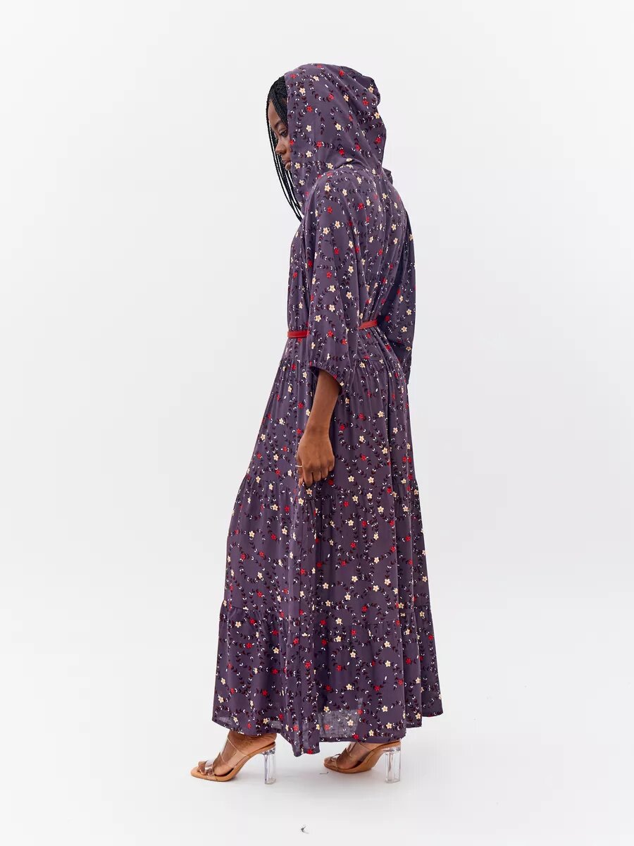 Платье YolKa_Dress Базовая стильная коллекция, размер small, серый, фиолетовый — фото 1