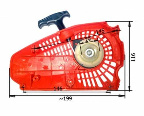 Стартер для однорукой бензопилы 2500 Carver RSG225, RSG25-12K; Sturm GC9912; Huter BS25; Champion 125T; Patriot 2512