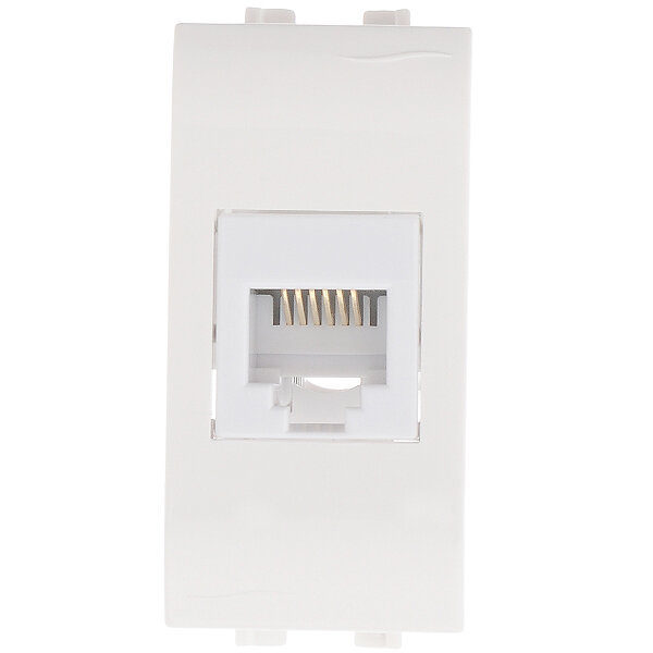 Механизм Brava 76644B розетки телефонной 1 вход 6 конт. 1 модуль с/п белый ДКС