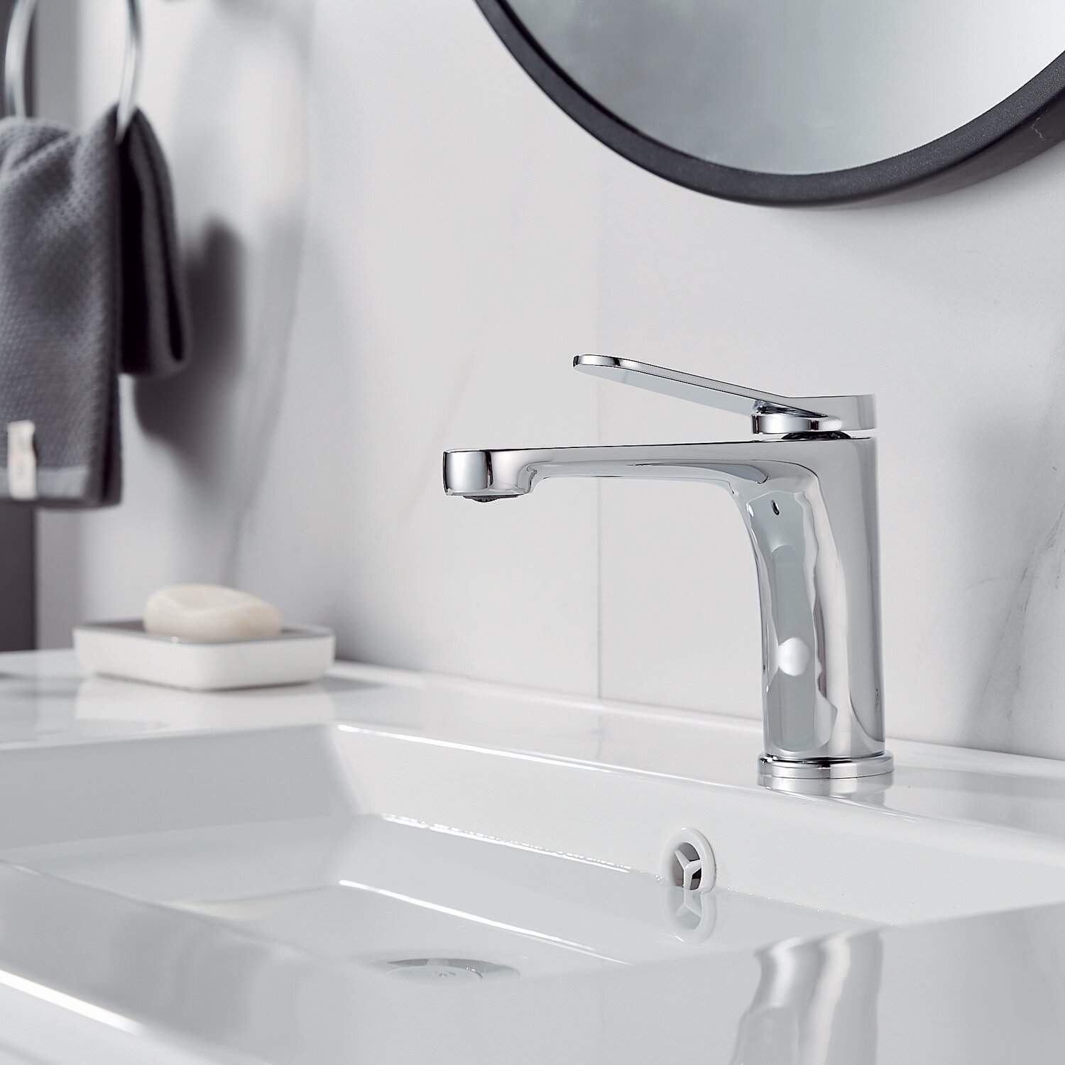 Смеситель для раковины Shevanik S6201, латунь, хромированное покрытие