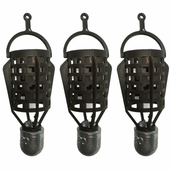 3 шт. Кормушка фидерная пуля 80 гр. Для реки с умеренным или сильным течением / озера