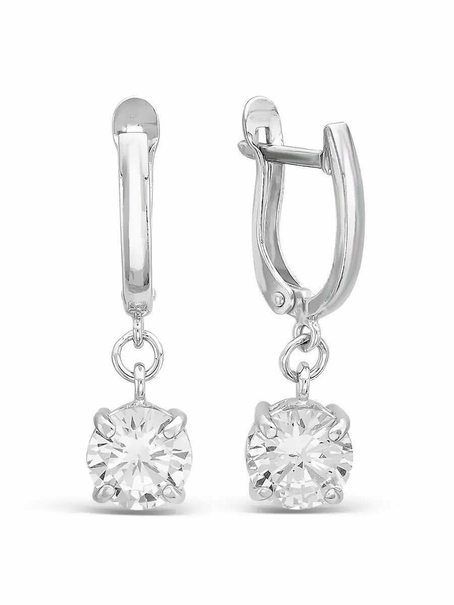 Серьги с подвесками, серебро, 925 проба, фианит