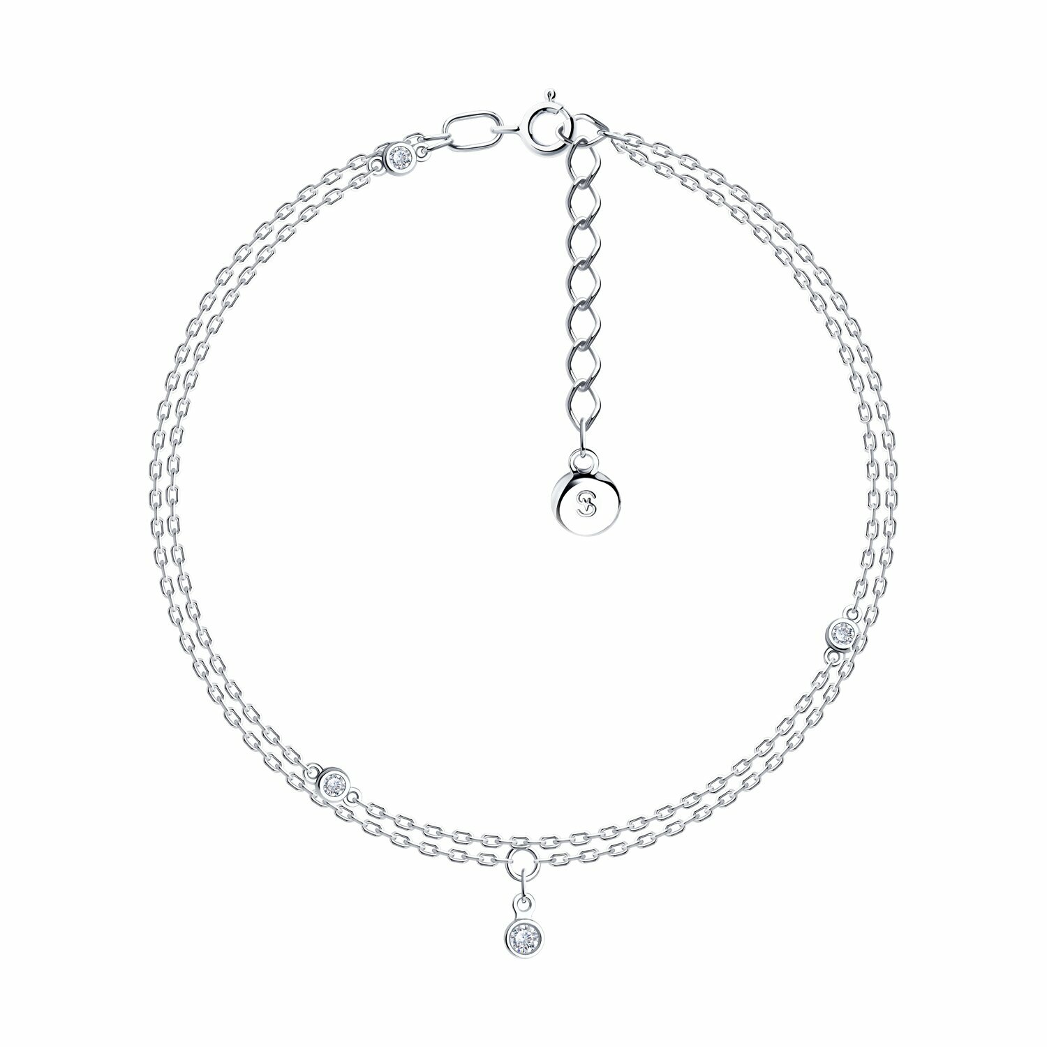 Браслет, серебро, 925 проба, фианит