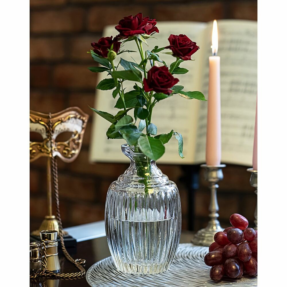 Ваза для цветов хрустальная, для букета, для декора и интерьера, высота 17,5 см диаметр 10.5 см. Неман 900/264, 12124/1