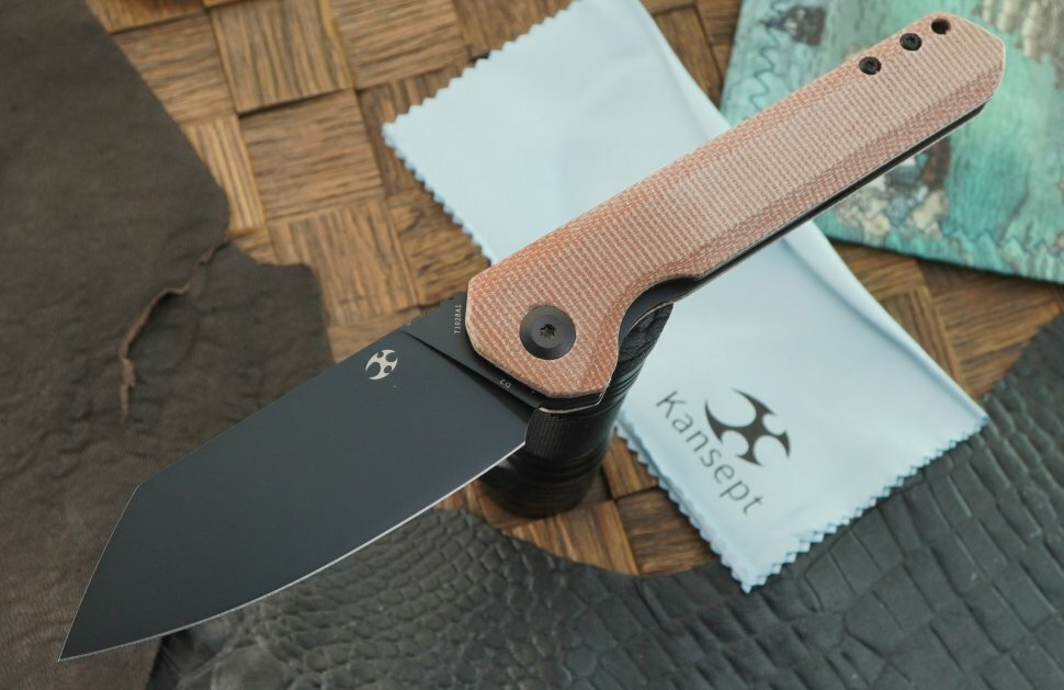 Складной нож Kansept Knives Bulldozer, сталь D2, рукоять коричневая микарта