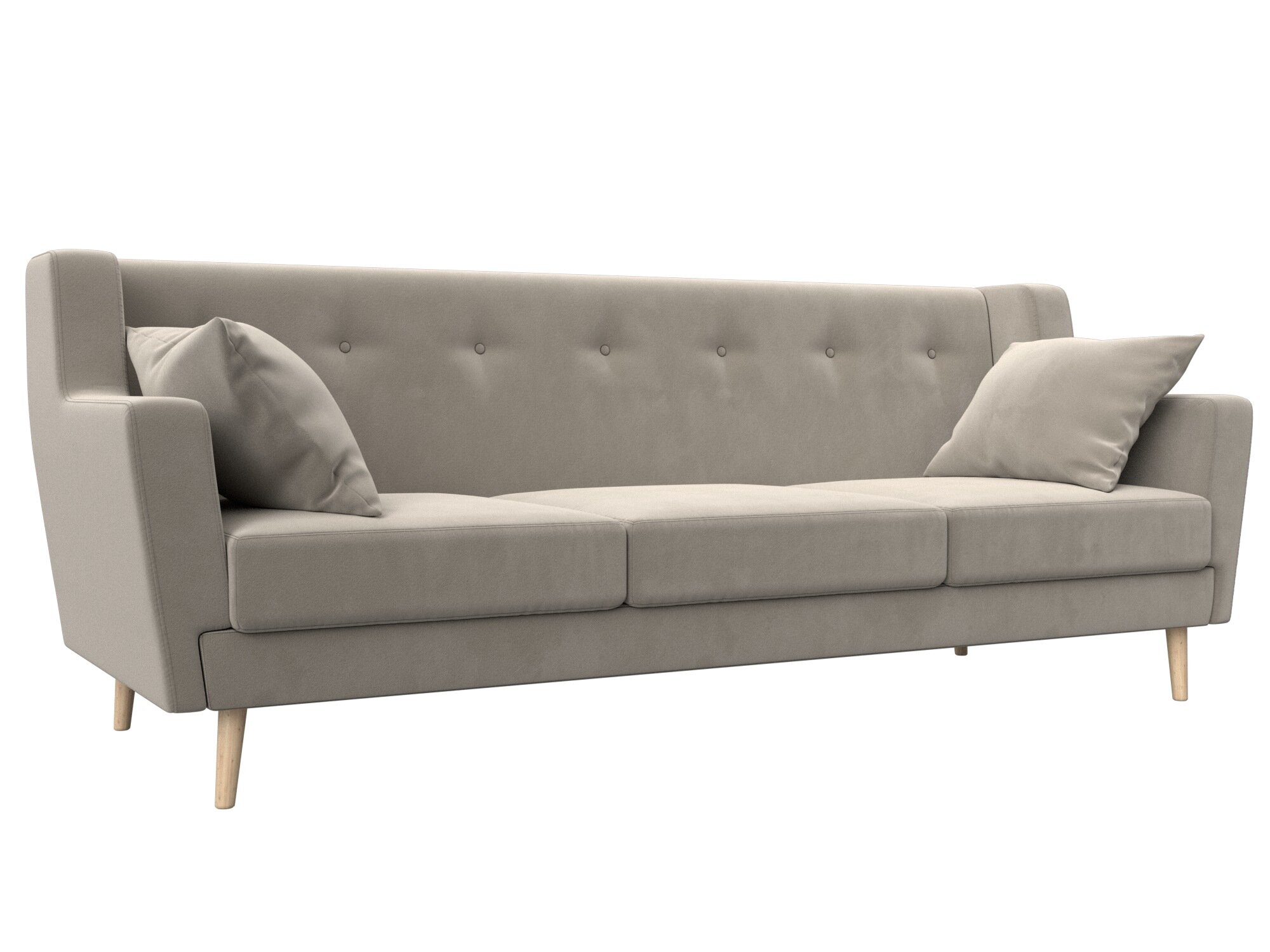 Диван кухонный прямой Брайтон 3, микровельвет, механизм нераскладной, бежевый, 198x77x85см. Хит Диванов