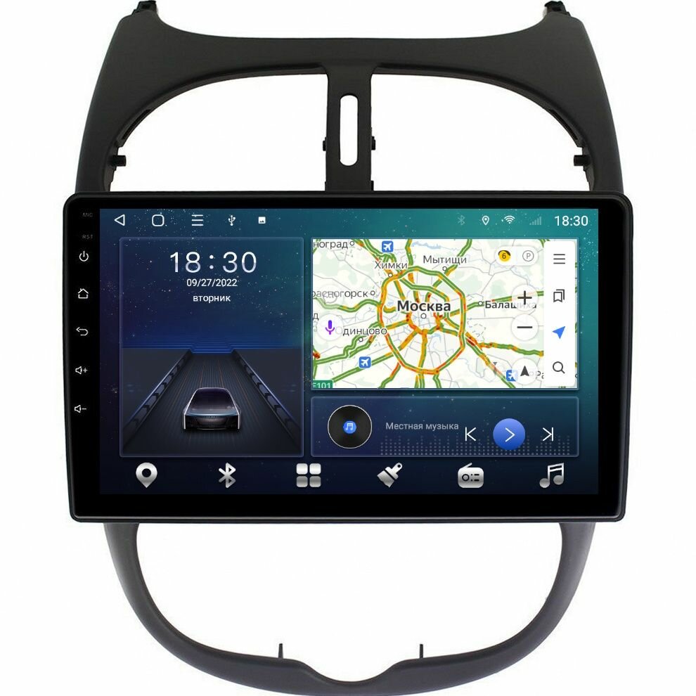Магнитола CRS-300 Пежо 206 Peugeot 206 1998-2012 - Android 13 - Процессор 8 ядер - Carplay - DSP 36 полос - 4G(Sim)