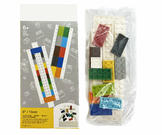 Линейка 15 см. пластиковая QH-6 "Конструктор" 15 разноцветных деталей, в к/кор №777