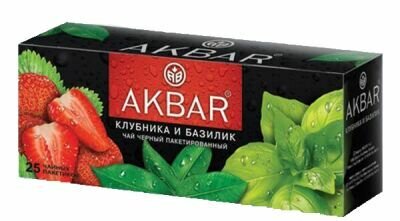 Akbar Чай черный Клубника и базилик 25 пак.*1,5 гр.