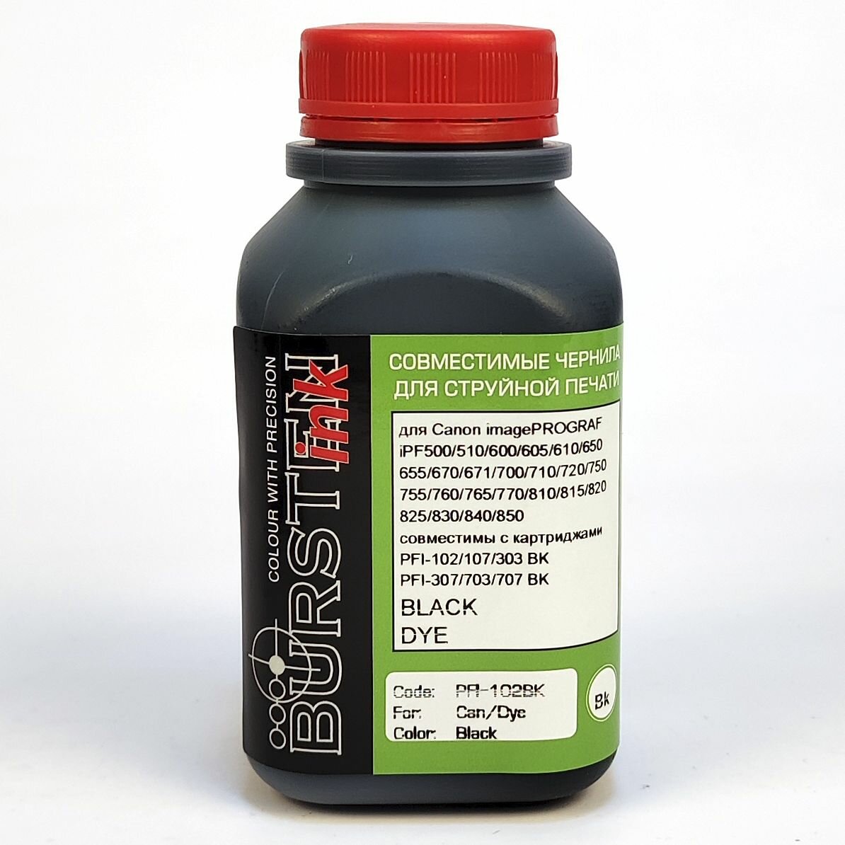 Черные чернила для Canon imagePROGRAF iPF605, iPF710, iPF750, iPF760, iPF765, iPF510, iPF670, iPF770, iPF500, iPF600, iPF610, (картриджи PFI-102BK, PFI-303BK, PFI-107BK, PFI-104BK, PFI-703BK, PFI-707BK, PFI-307BK), Bursten black водорастворимые