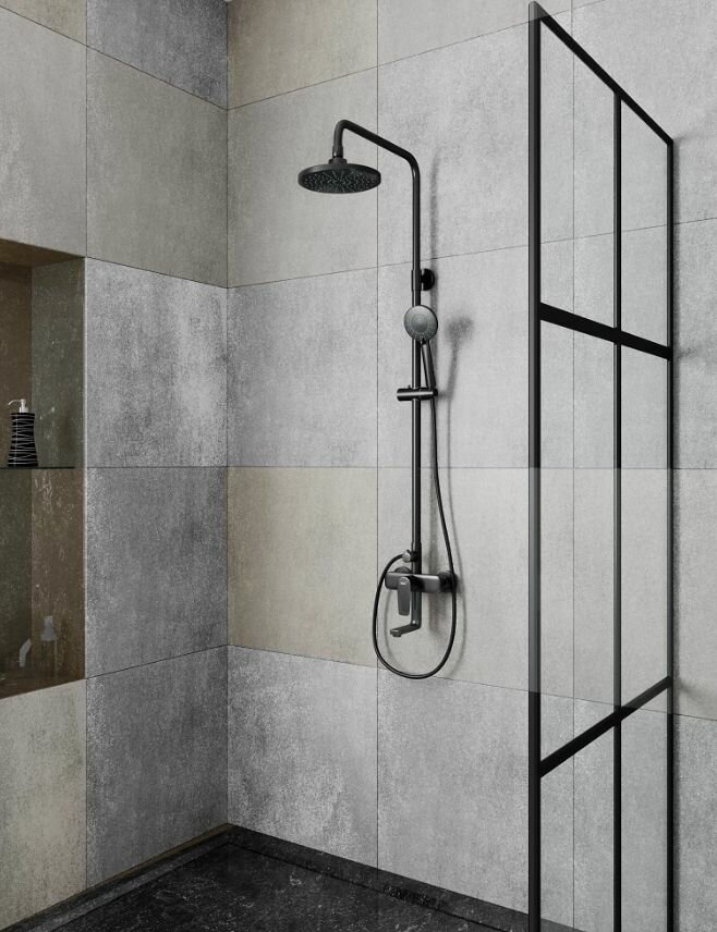 Душевая система с тропическим душем и смесителем D&K for TRPL (DTRPL018152DH), черный