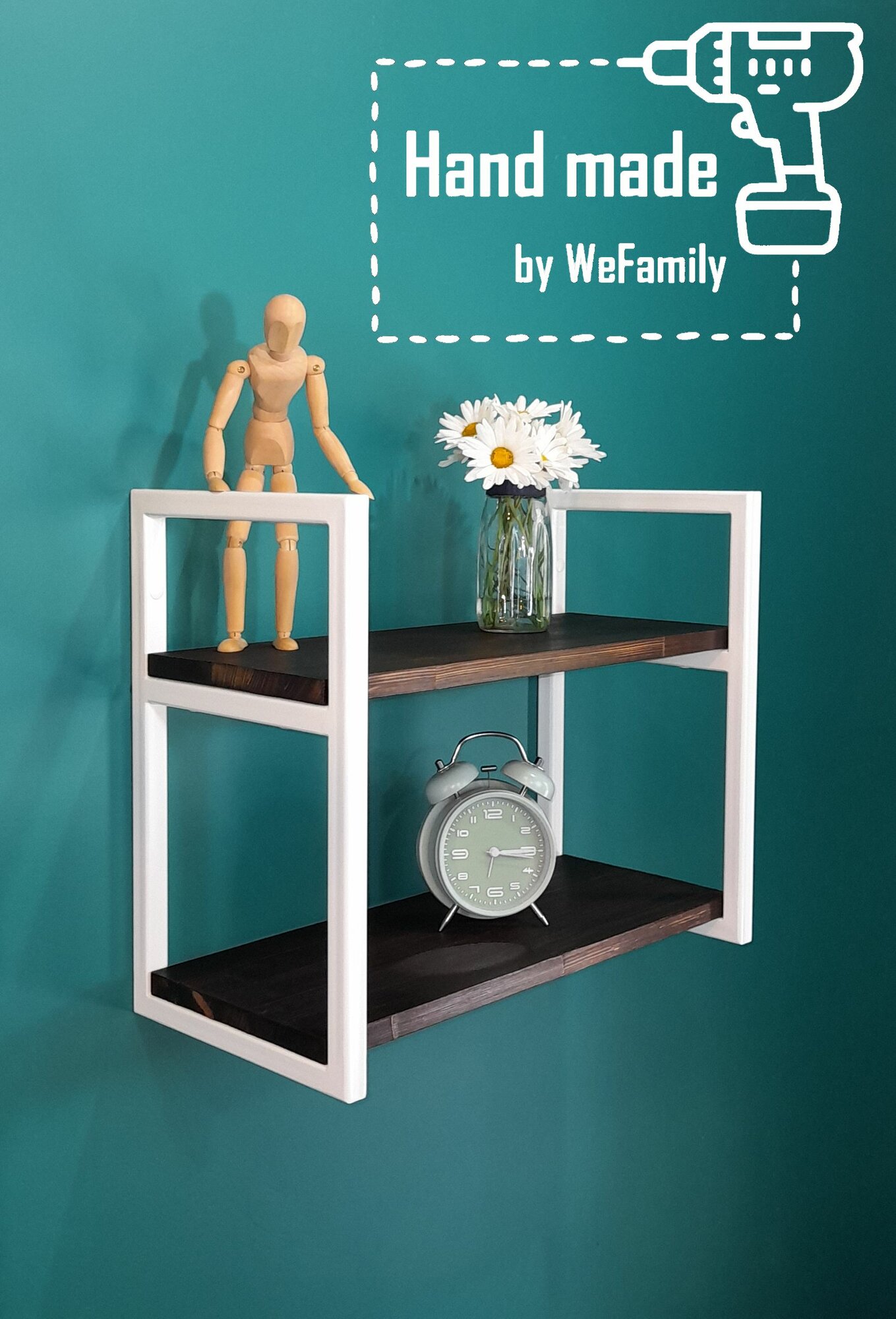 Полка настенная WeFamily "Лофт дизайн" для книг, цветов (браширование/белый)