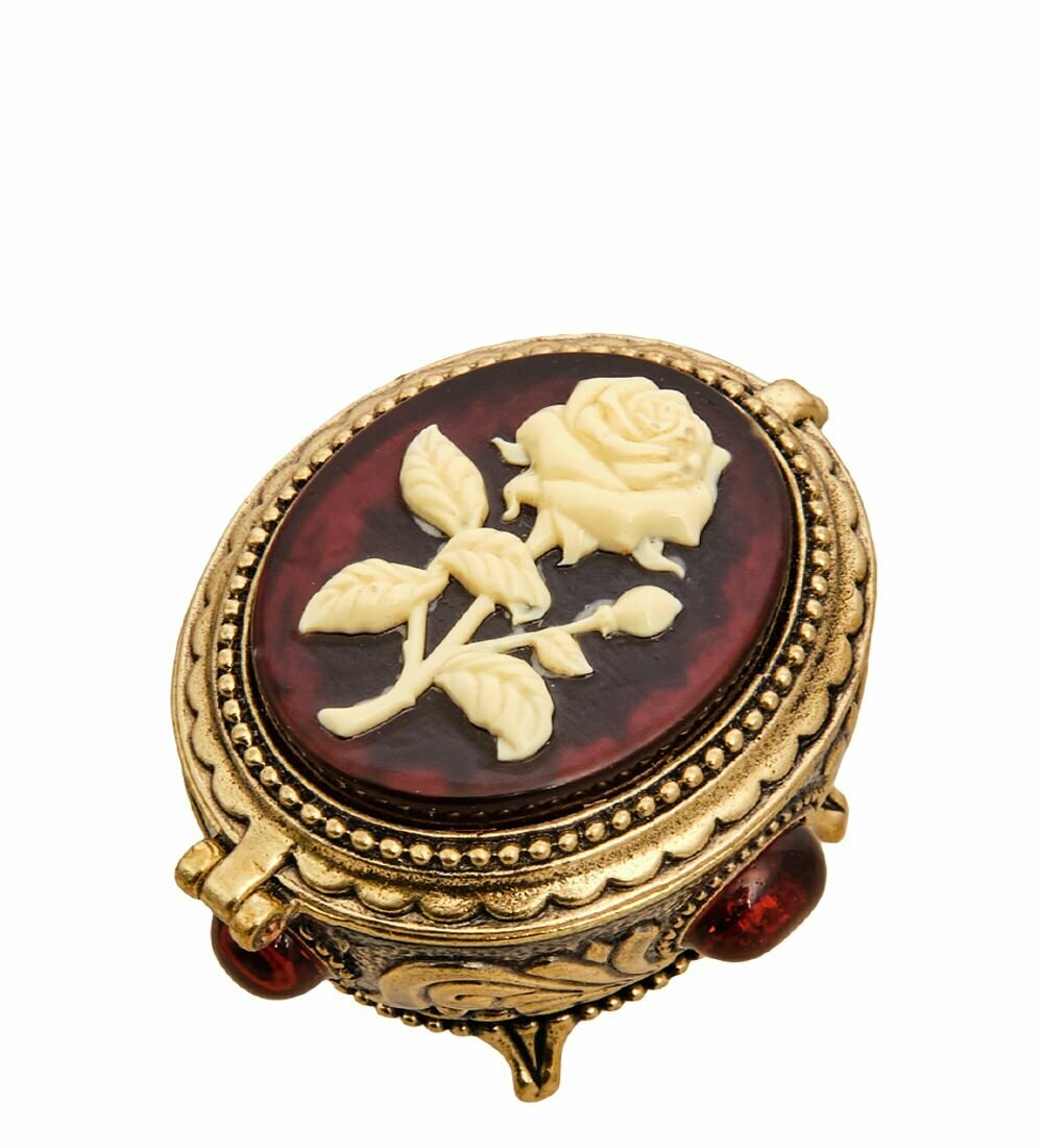 Шкатулка 'Винтаж Роза' (латунь, янтарь)