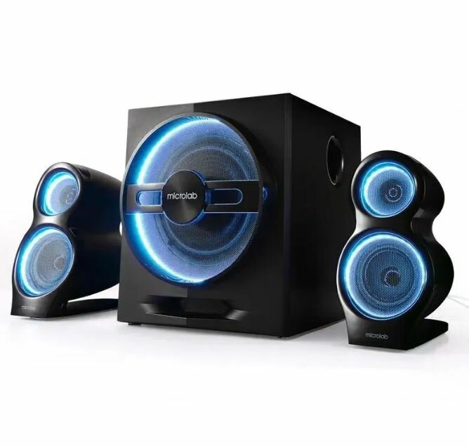 Колонки 2.1 Microlab T10 (T10) черные - 56 Вт, Bluetooth, подсветка, питание - сеть 220В