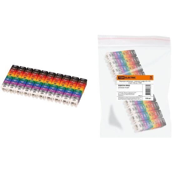 Маркеры кабельные Tdm Electric комплект цифр («0»-«9») 4 мм2 (100 шт.), SQ0534-0063