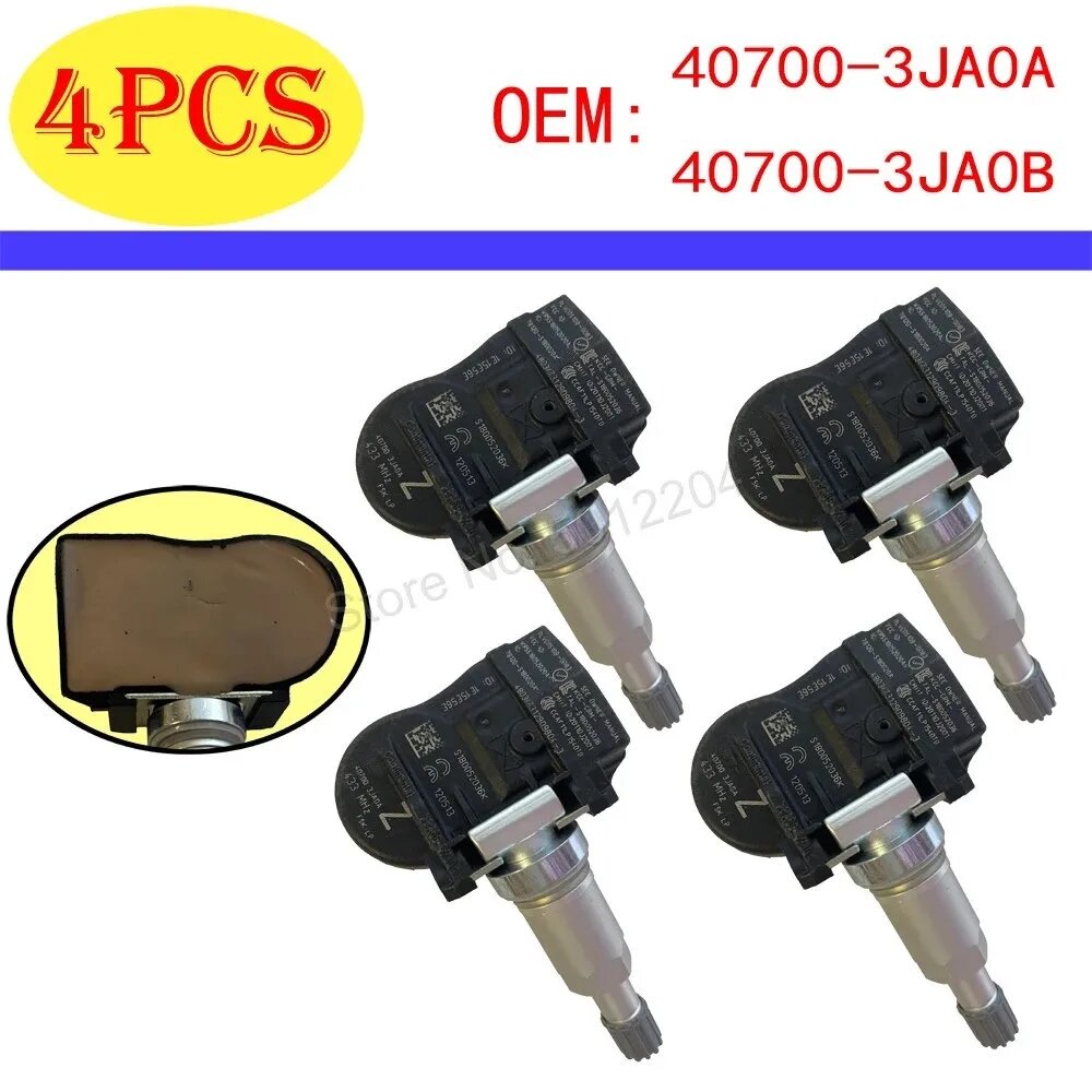 Датчик давления в шинах для Nissan Leaf Altima Murano 2015-2019 Infiniti Q50 QX56 TPMS 433 МГц, датчик TPMS 40700-3JA0A 40700-3JA0B