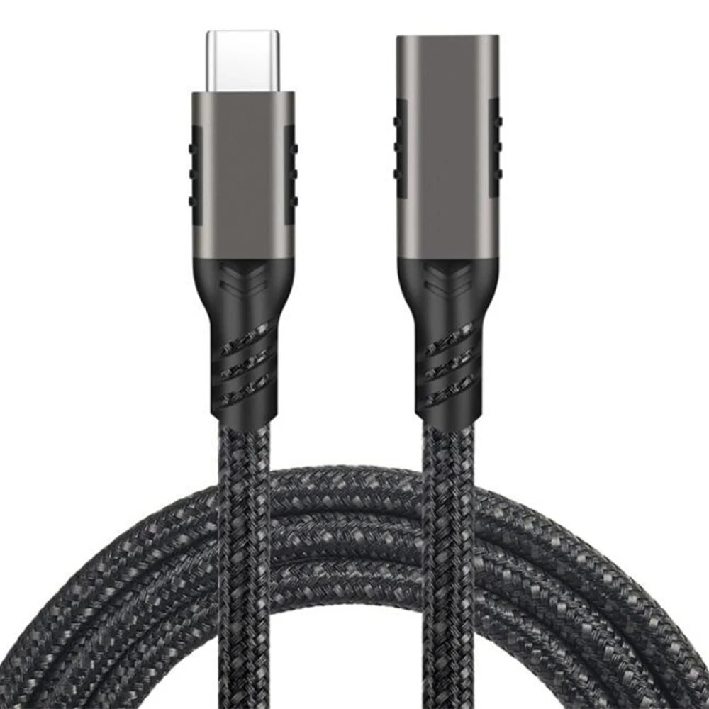 USB 3.2 Gen 2 удлинитель кабеля Type-C 100 Вт 0.5M, Nylon Braided