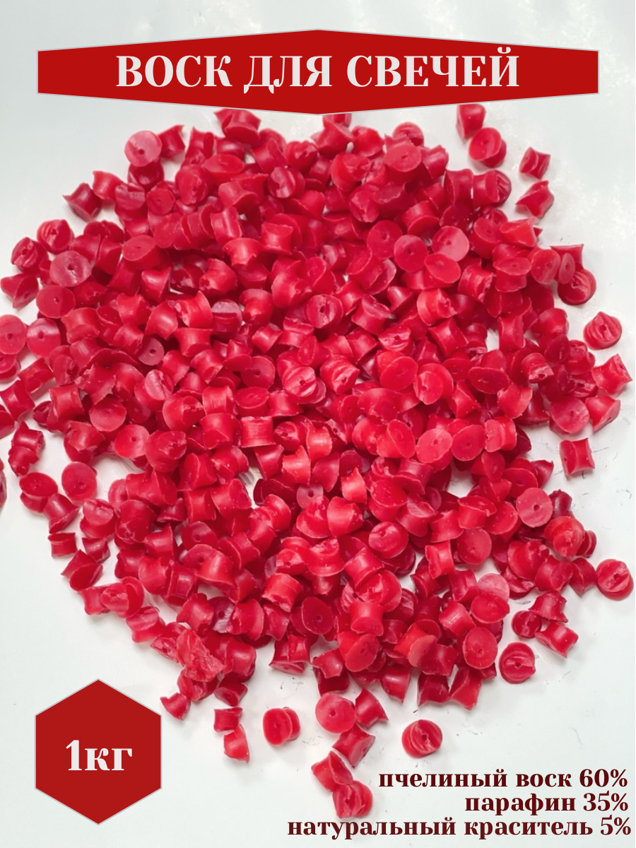 Воск для свечей красный 1кг