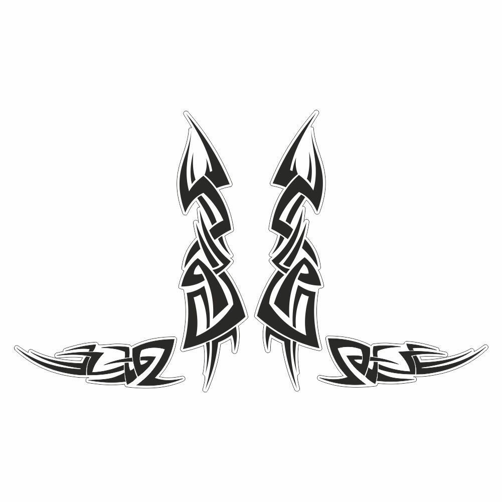 Тонировка-уголок, малая "Тату", вид № 2, 350х160мм, черный, Арт рэйсинг