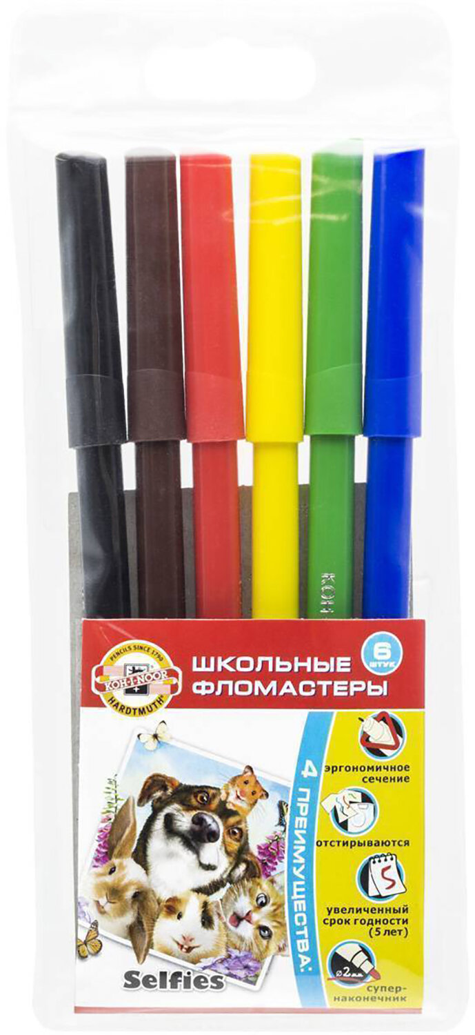 Фломастеры Selfies 1002, 6 цветов