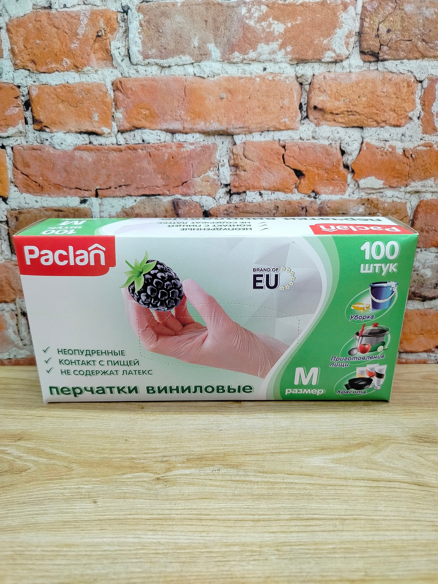 Paclan Перчатки виниловые неопудренные 100 шт Размер M