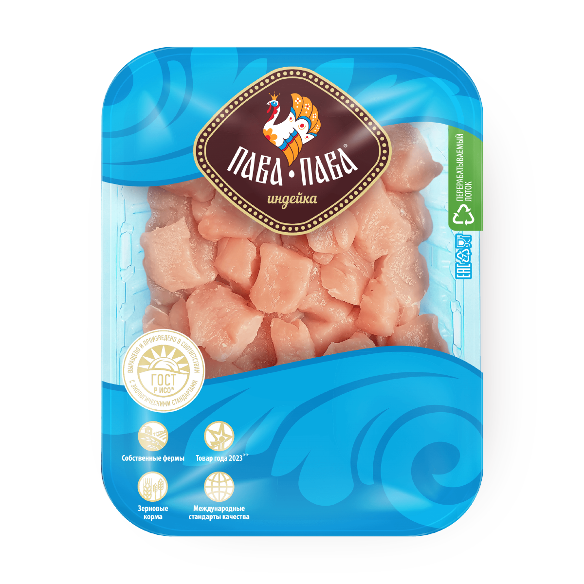 Кубики из филе грудки индейки Пава-Пава, без костей, 0,4 кг, 1 уп.