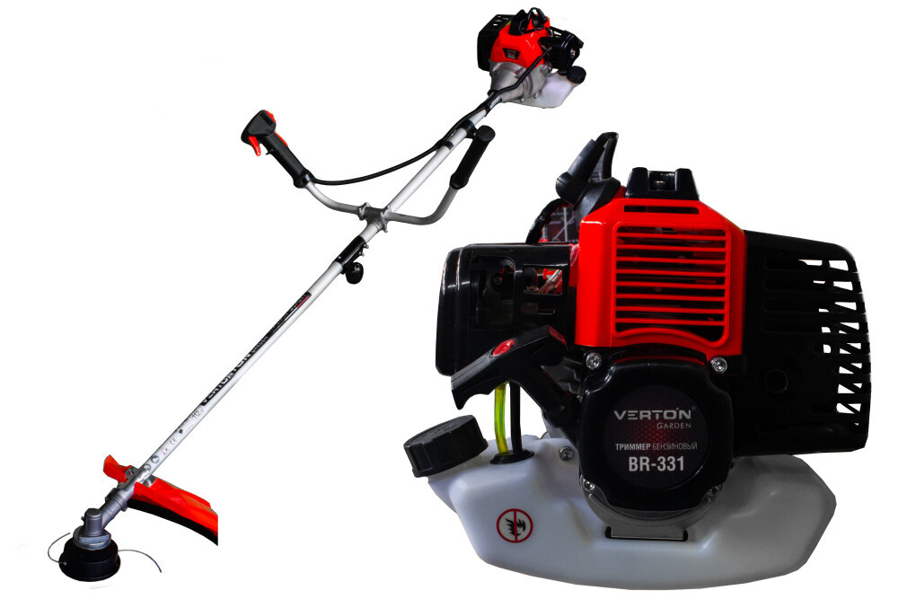 Триммер бенз. VERTON garden BR-331 (V двигателя 33 см3, мощность 1.6 л. с./1.18 кВт, разборная штанга, ремень, нож 3т, катушка)