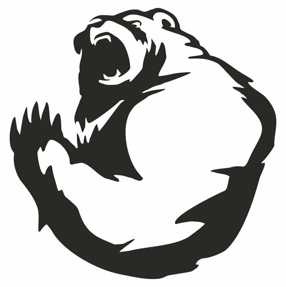 Наклейка "Медведь", 200х200мм, черный (плоттер), Арт рэйсинг