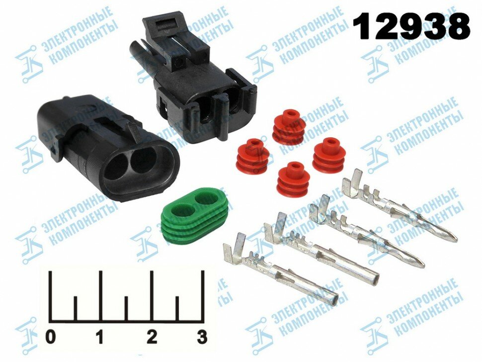 Разъем 2pin в комплекте 2.5мм влагозащищенный DJ3021-2.5-21/11 авто