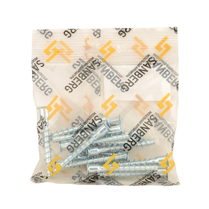 Винт-конфирмат 7*50 (L=50 мм, d=7 мм, шестигранная головка) цинк SANBERG (15шт)