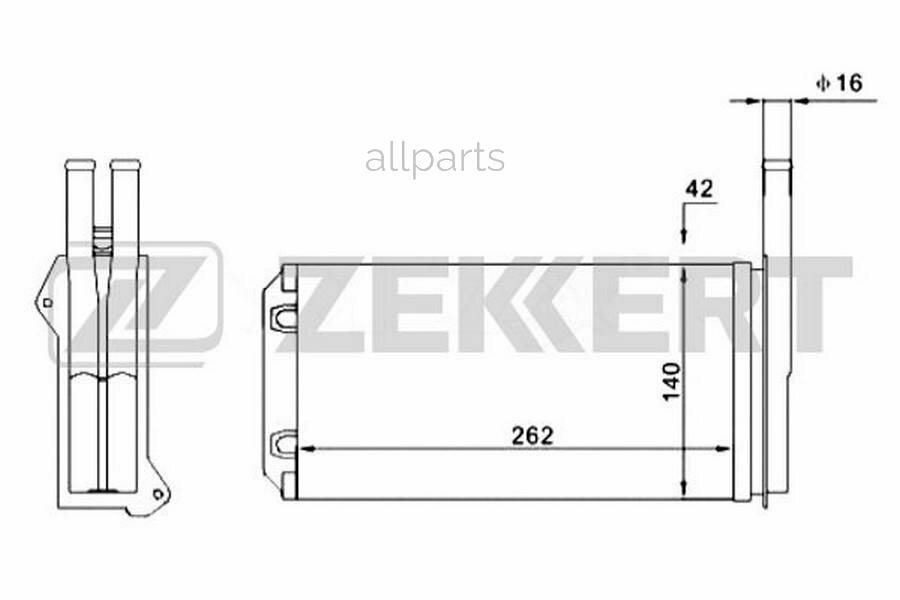 ZEKKERT MK-5008 Радиатор отопителя Ford Escort V-VII 90- Orion III 90- Sierra II 87-