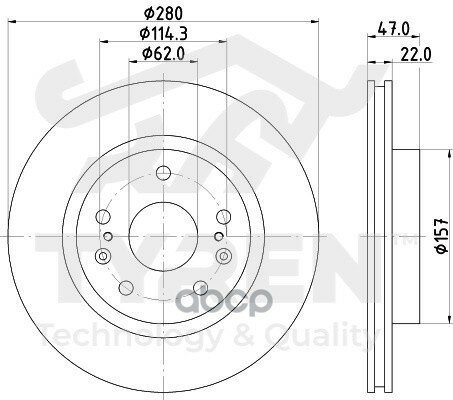 Диск тормозной Suzuki Vitara 15>, SX4 13> TYREN арт. TYR1020961