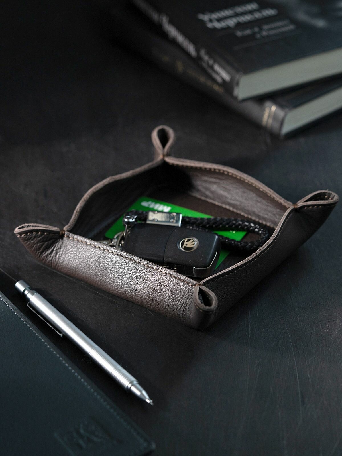 Кофр для хранения ключей, мелочи из натуральной кожи, Kofry Choc J.Audmorr, коричневый 12х12 см