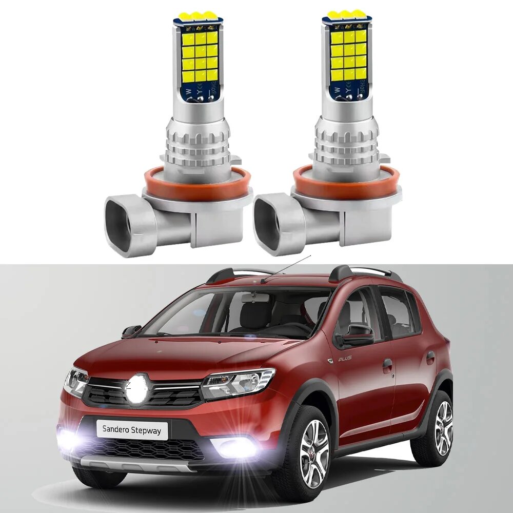 Светодиодные Автомобильные противотуманные фары для Renault Sandero/stepway 2007-2021, передние противотуманные фары, автомобильные аксессуары Canbus, 2 шт.