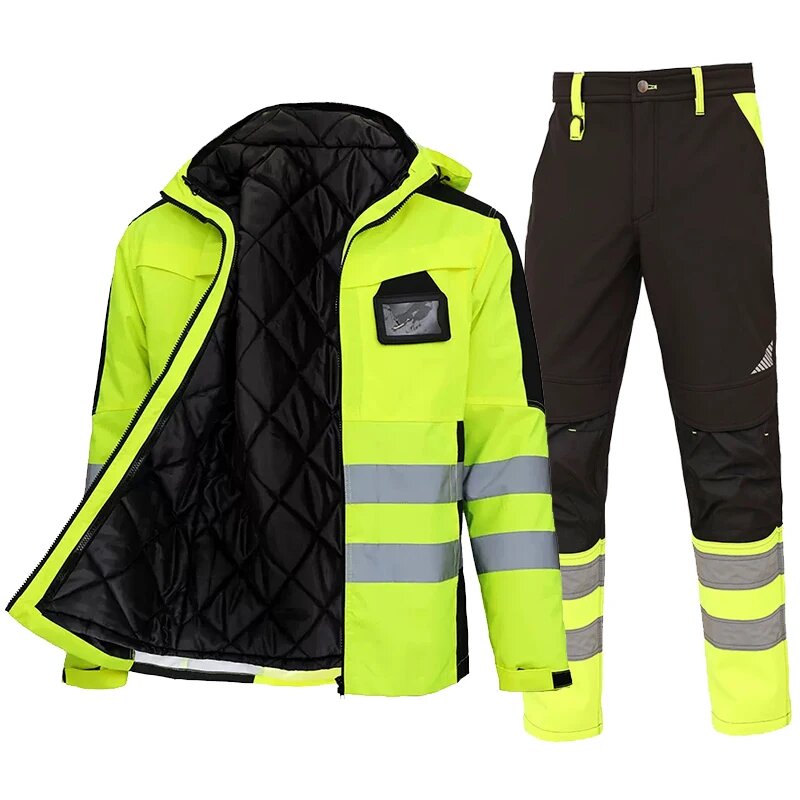 Светоотражающий комплект куртка и брюки SPARDWEAR, зеленый/желтый