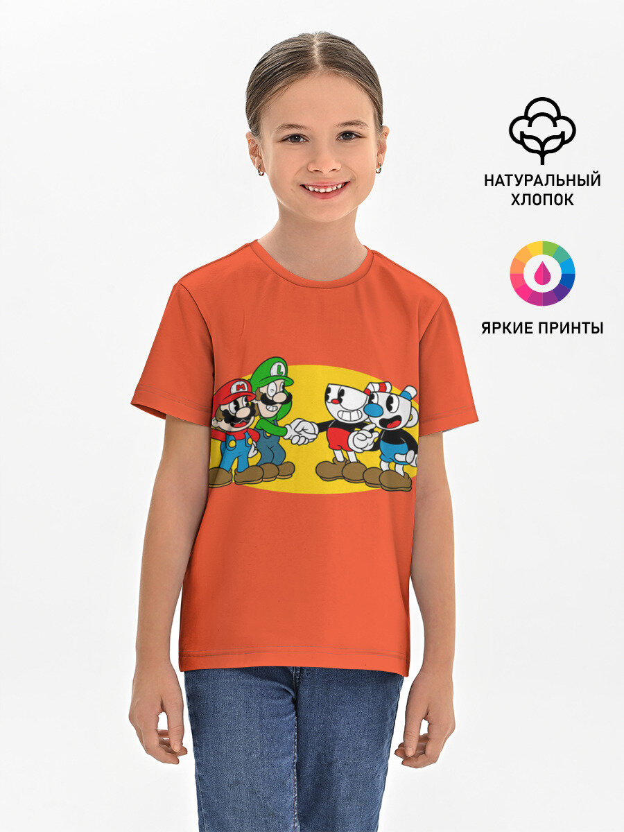 Футболка хлопковая детская CupHead x Mario