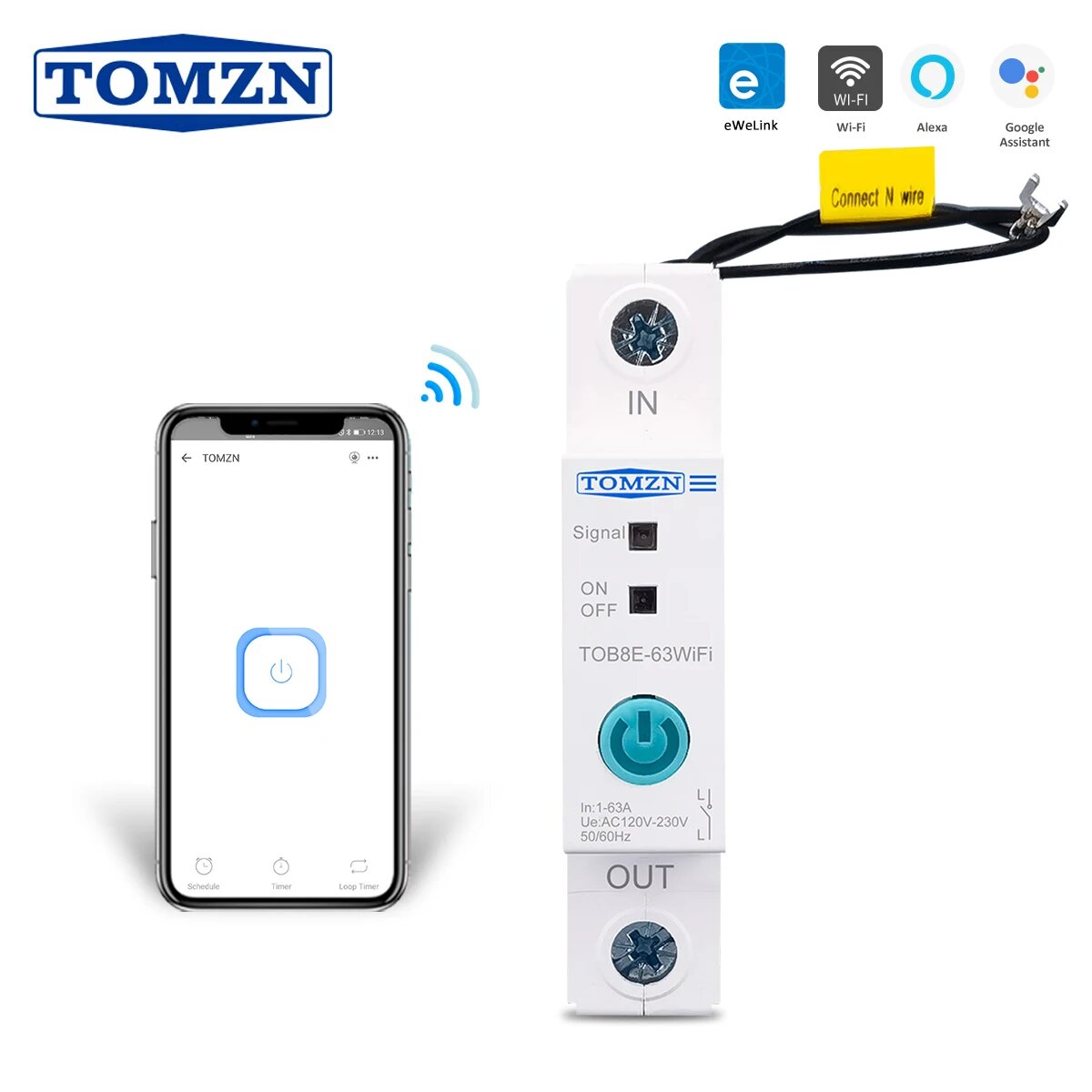 Умный выключатель TOMZN TOB8E-63WIFI