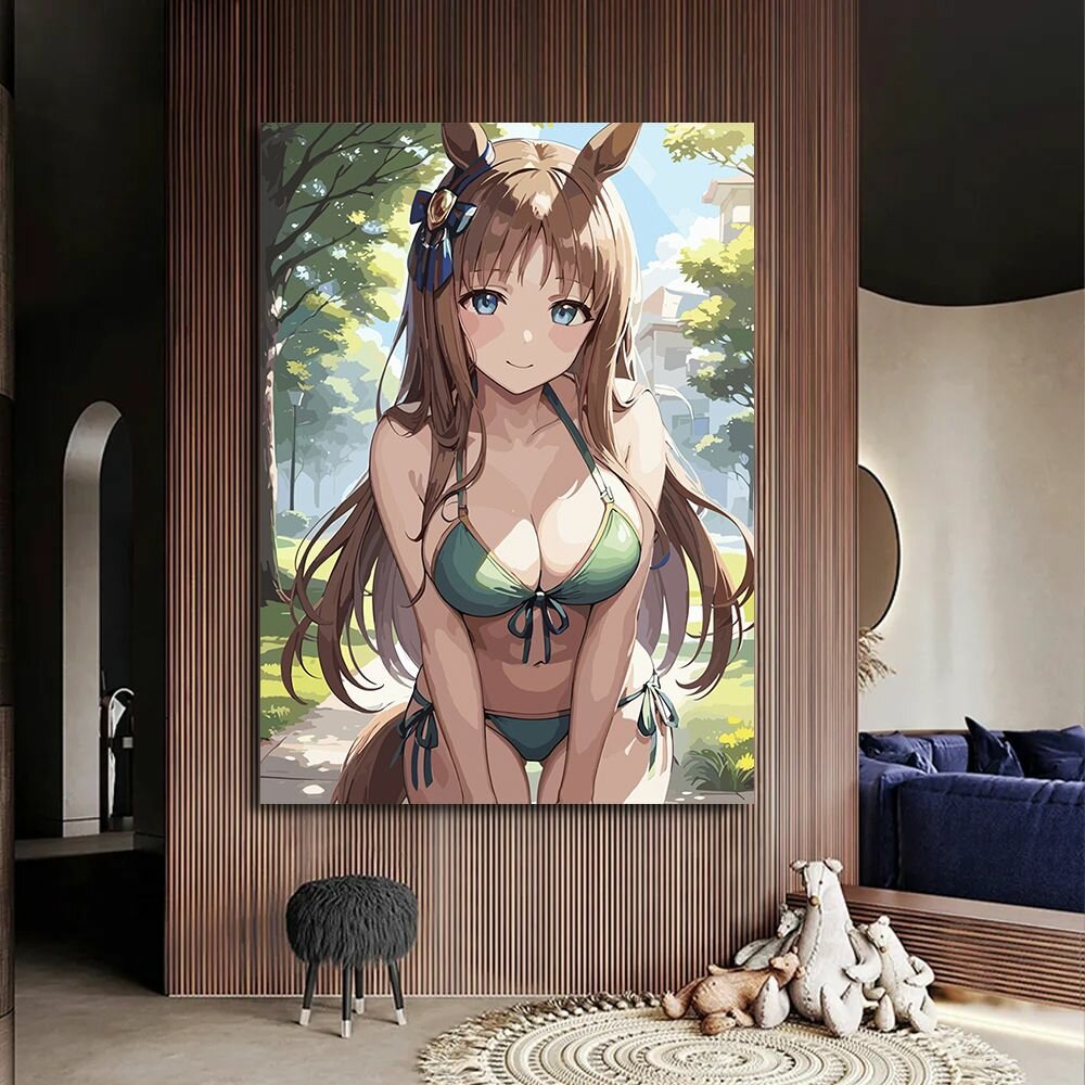 Картина "Хентай", аниме, 50x70 см, на холсте на подрамнике, крепление "крокодил"