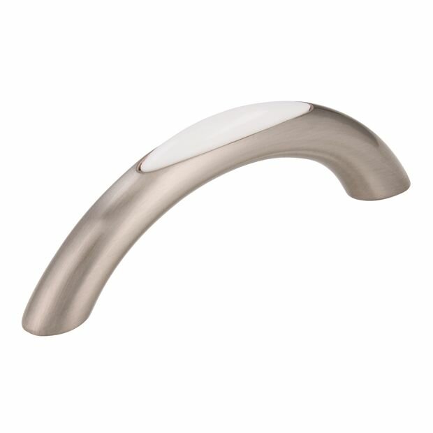 Ручка мебельная скоба SIRO 1586-80ZN21A4 satin nickel plated/white