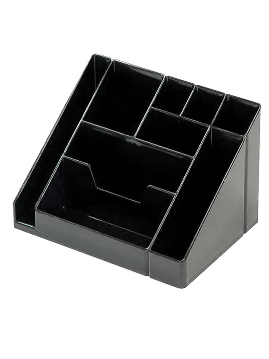 Подставка-органайзер Каскад СТАММ черная 9 отделений с местом под записи 115х160х105 мм ОР11